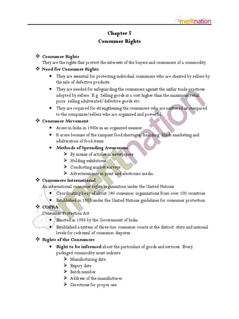 Consumer Rights | PDF | Consumer Protection | Sales