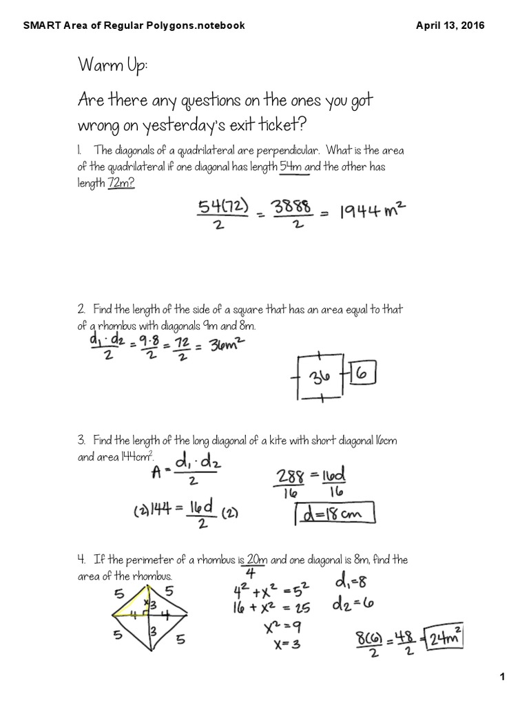 Area of Regular Polygons Notes | PDF | Area | Polygon