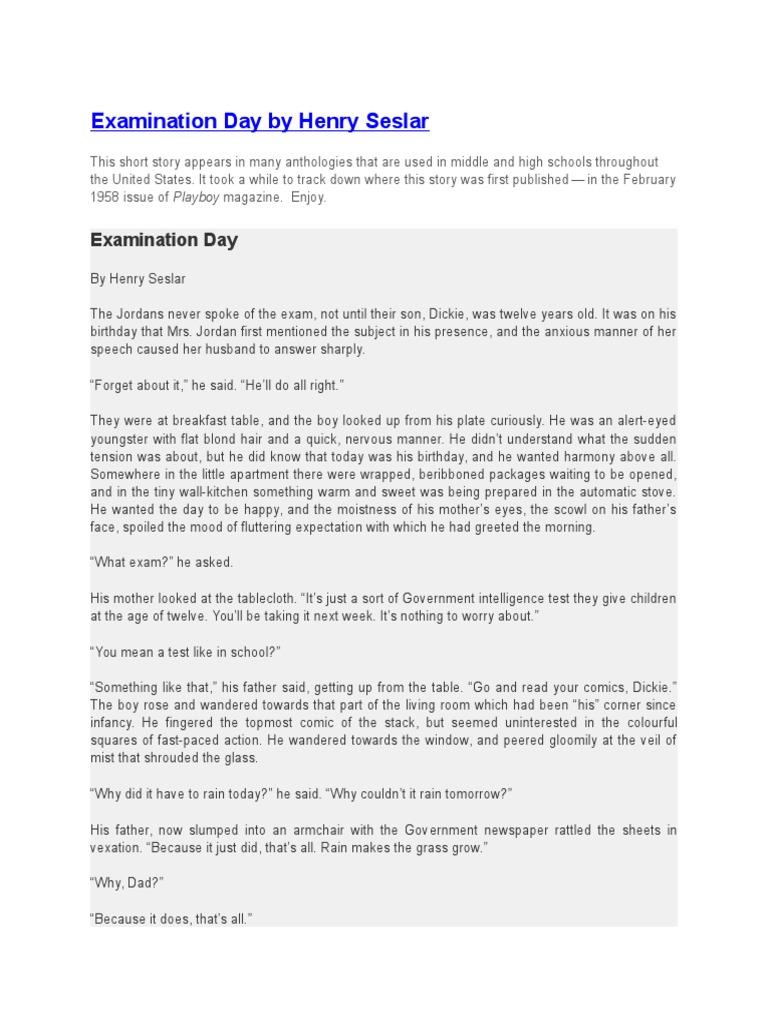 Examination Day by Henry Seslar | PDF