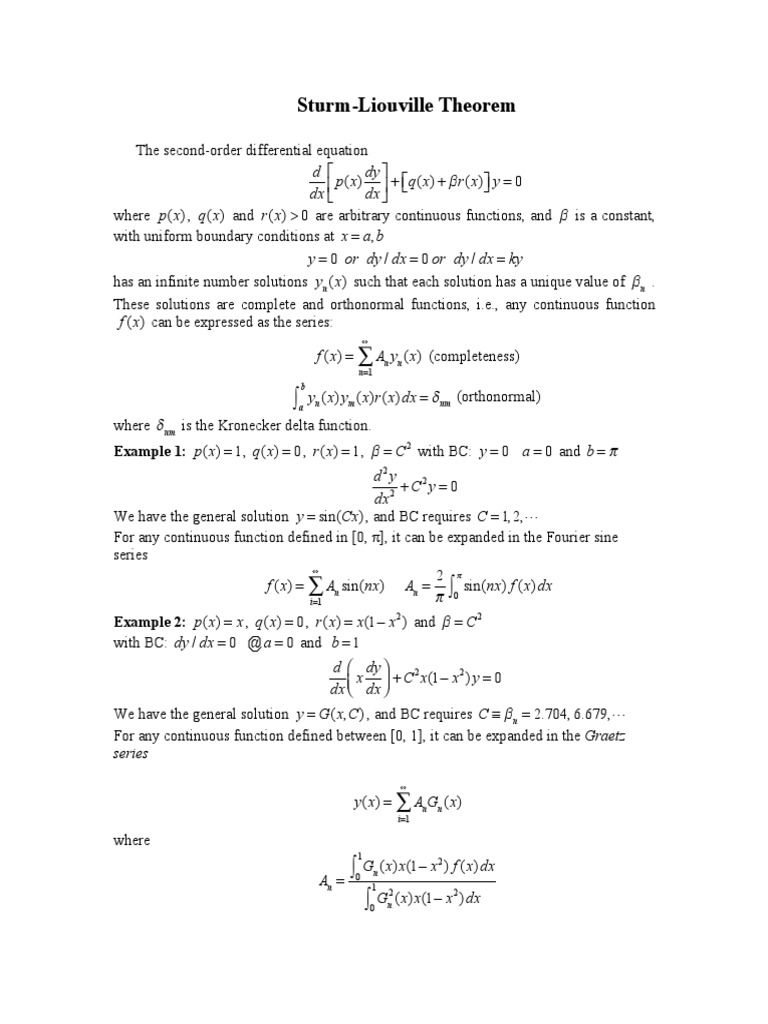 Sturm Liouville Theorem | Differential Calculus | Mathematical Concepts