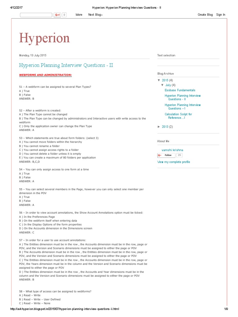 Hyperion - Hyperion Planning Interview Questions - II | PDF | Computer Data | System Software