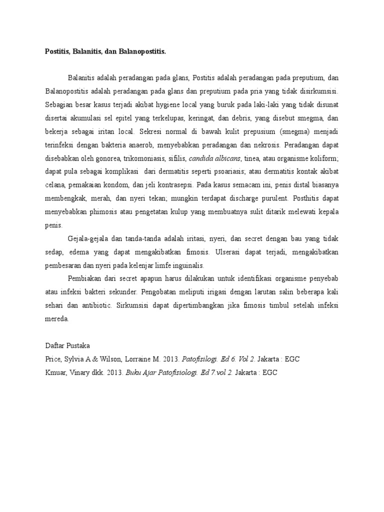 Postitis Balanopostitis | PDF