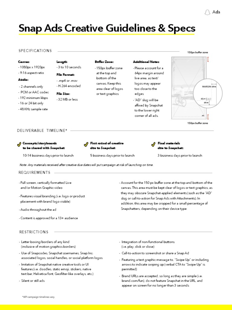 Snap Ads - Creative Guidelines & Specs - 11.16 | PDF | Snapchat ...