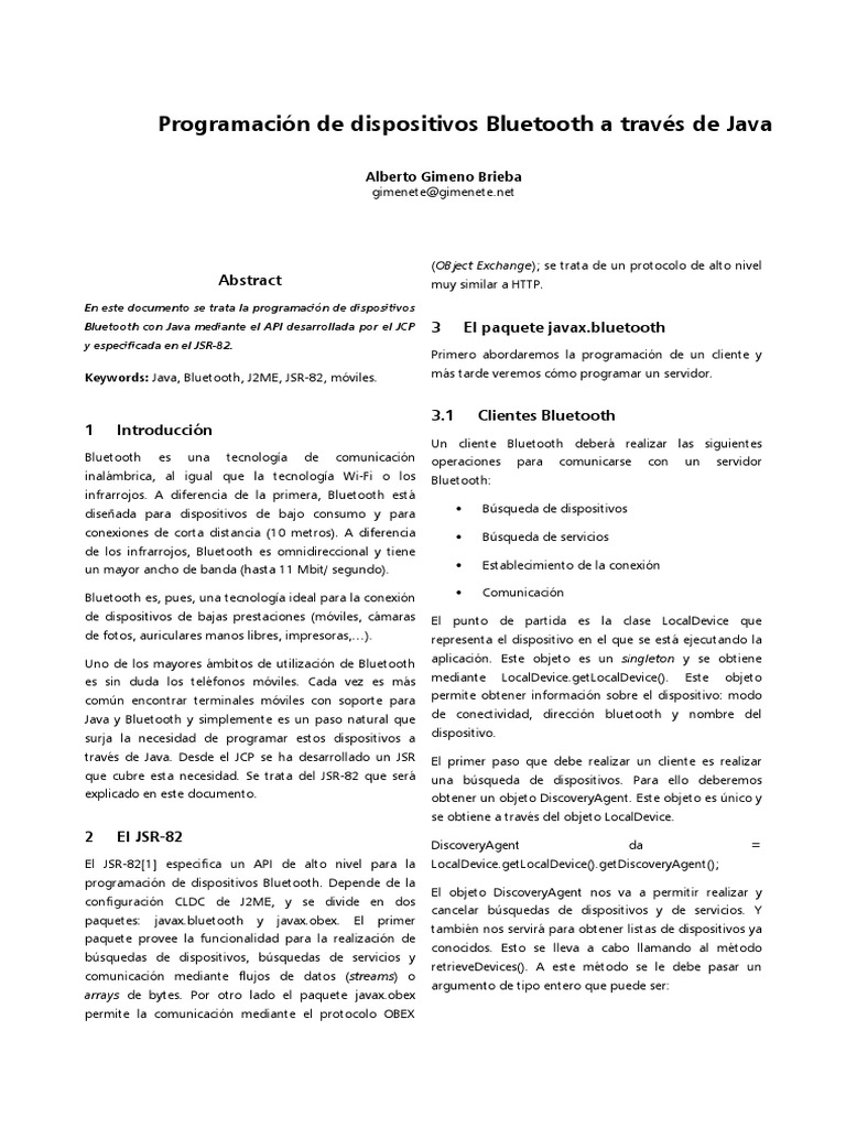 Programando dispositivos Bluetooth a través de Java: explorando el API ...