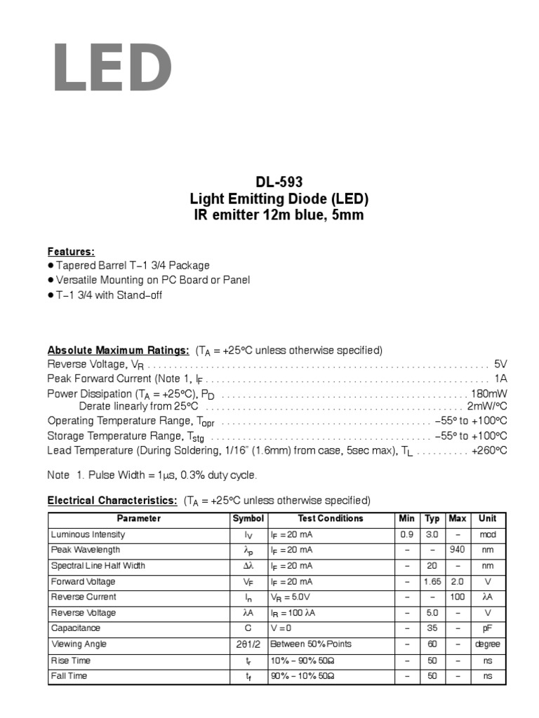 DL 593 | PDF | Light Emitting Diode | Electrical Engineering