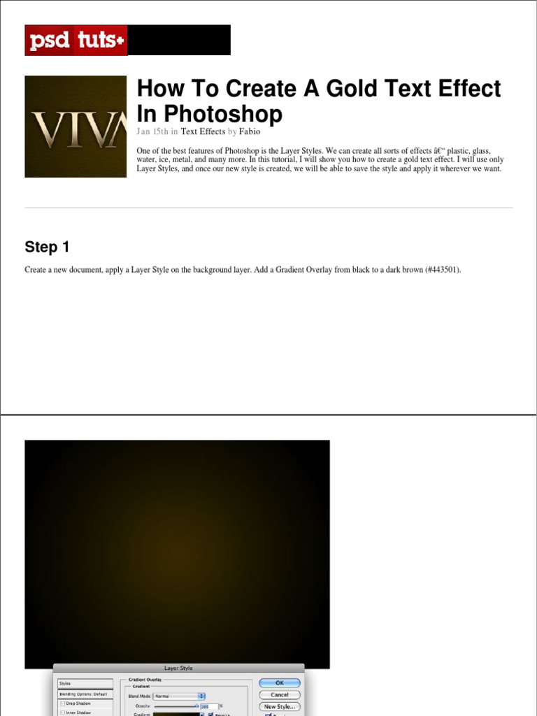 Tutorials Text Effects Tutorials How To Create A Gold Text Effect in ...