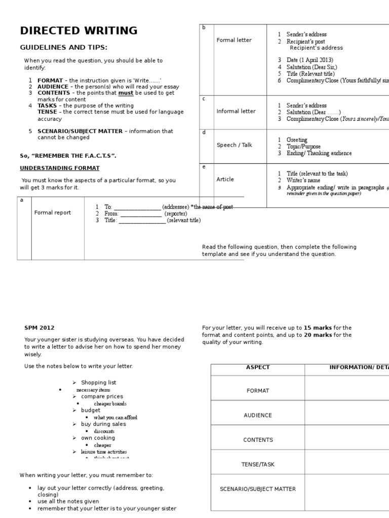Writing Form Four Tips | PDF | Communication | Business