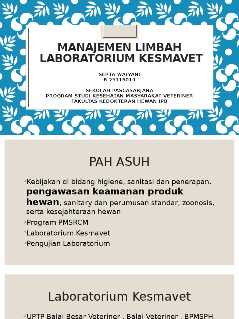 Manajemen Limbah Lab Kesmavet - Septa Walyani | PDF