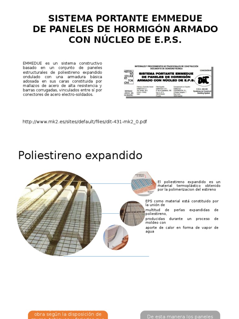 Sistema EMMEDUE: Paneles de Hormigón y EPS | PDF | Poliestireno ...
