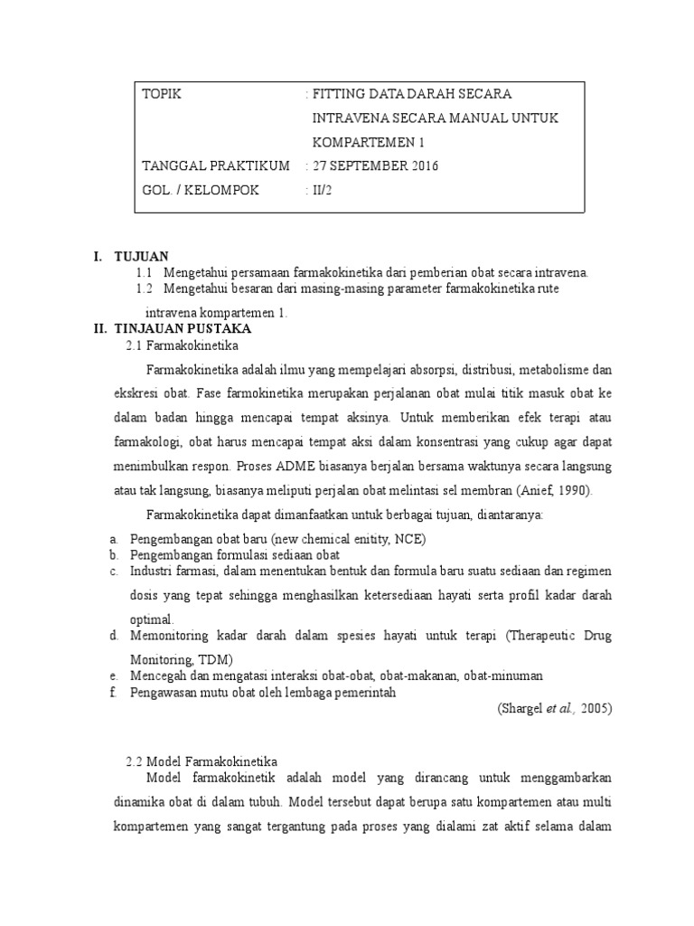 Laporan Farkin Kompartemen 1 | PDF