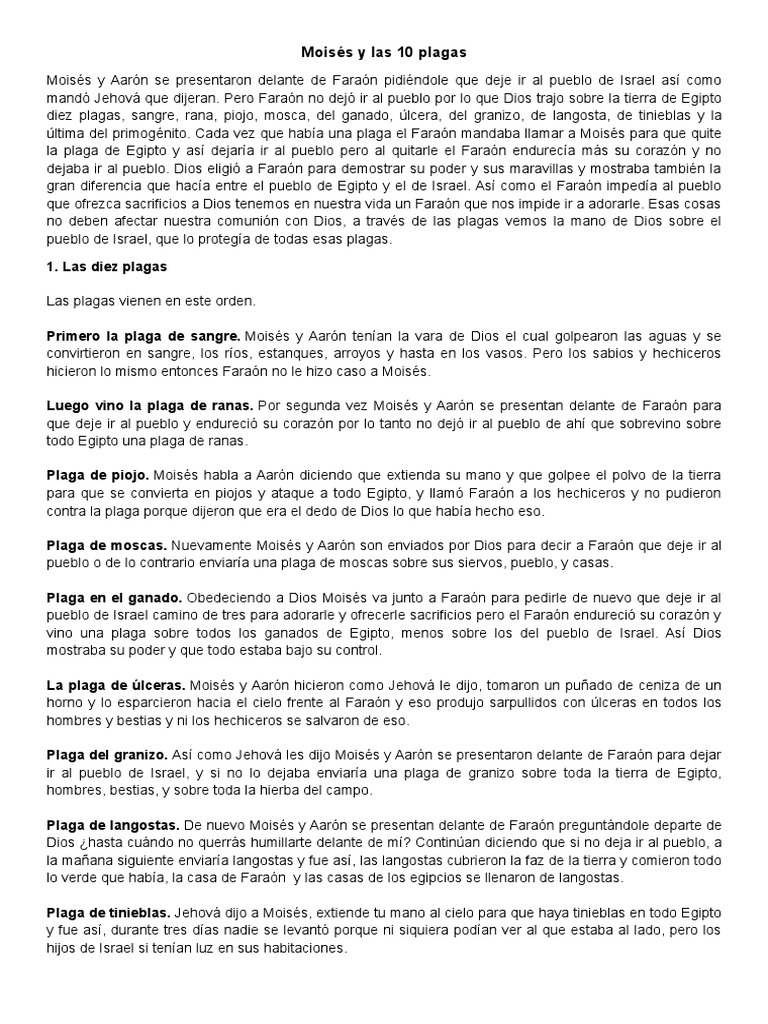 Moisés y Las 10 Plagas | PDF | Biblia | Religión y creencia