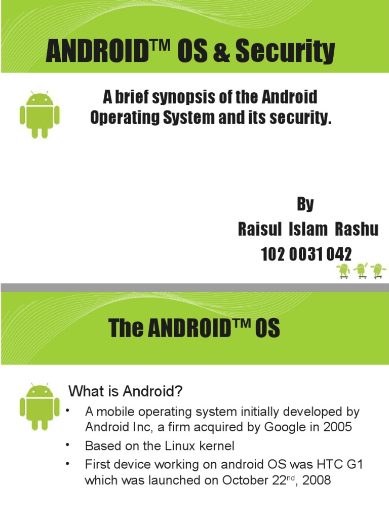 Presentation-On-Android Os Security Rashu-2 | PDF | Android (Operating System) | System Software