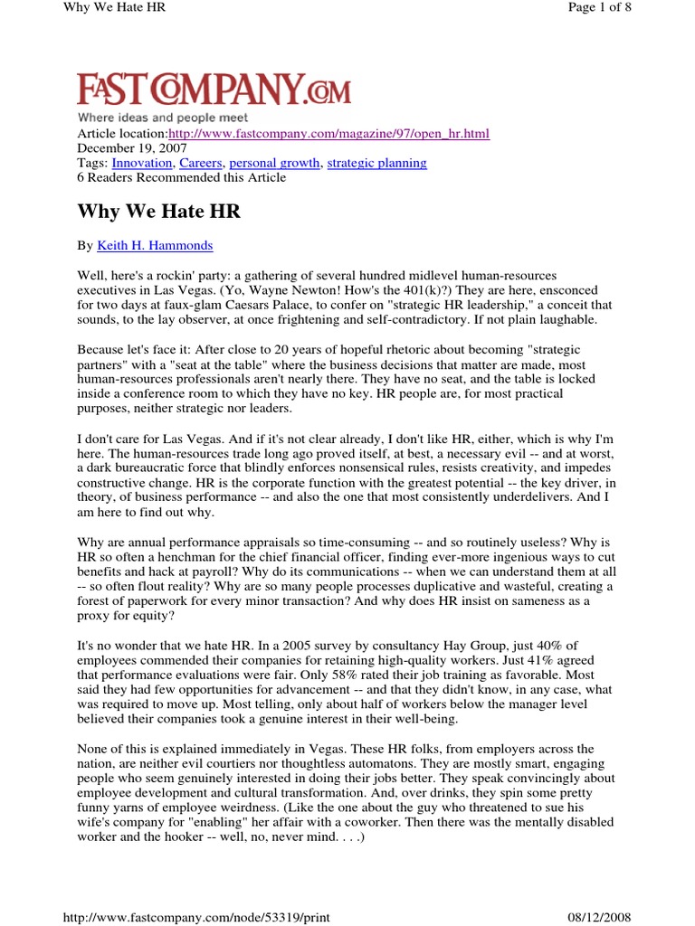 Why We Hate HR | PDF | Human Resources | Employment