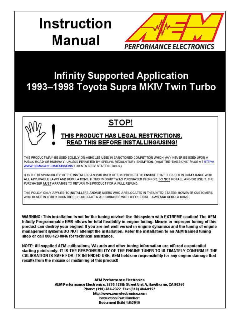 Infinity Supported Application Toyota 1993-1997 Supra Turbo | PDF ...