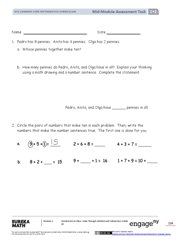 Math g1 m2 Mid Module Assessment | Download Free PDF | Common Core ...