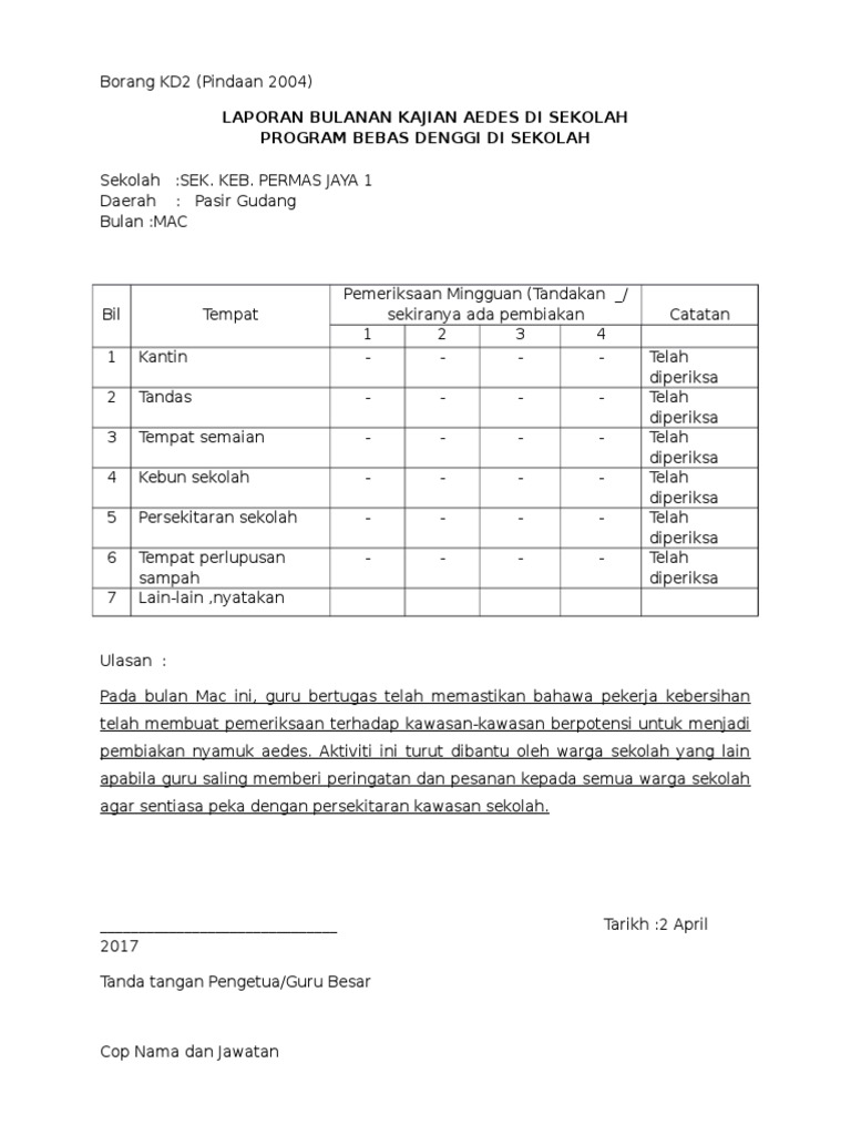 3 Borang Kd 1 Dan Kd 2 Aedes Pdf