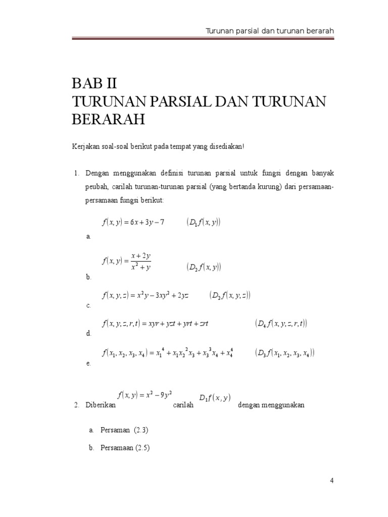 Turunan Parsial dan Berarah dalam Matematika | PDF