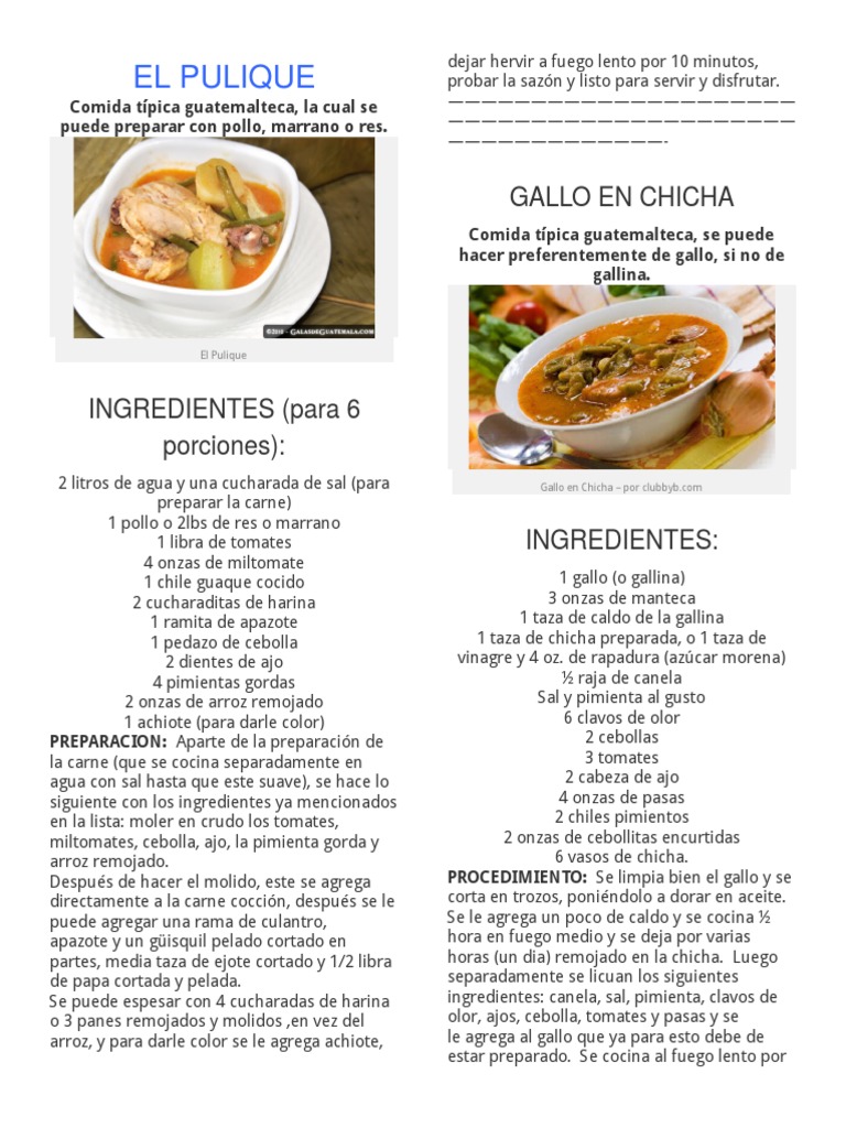 10 Recetas de Comidas Guatemaltecas | Caldo | Panes