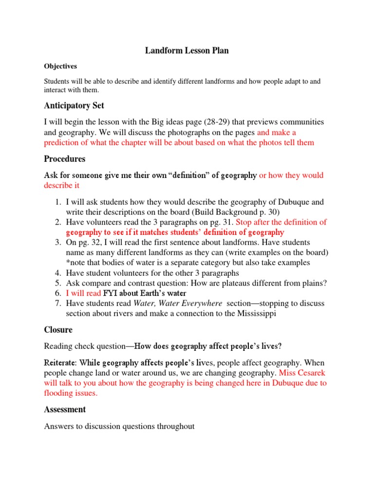 Landform Lesson Plan | PDF
