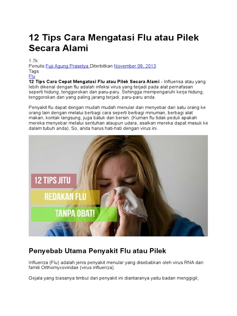 12 Tips Cara Mengatasi Flu Atau Pilek Secara Alami | PDF | Kesehatan Holistik