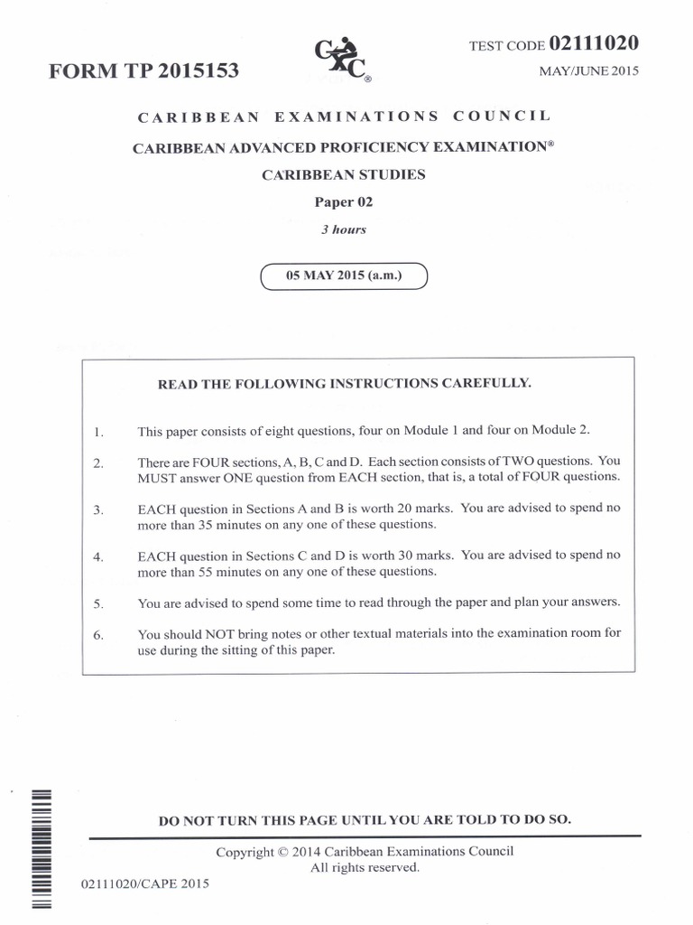 Caribbean Studies 2015 P2 | PDF