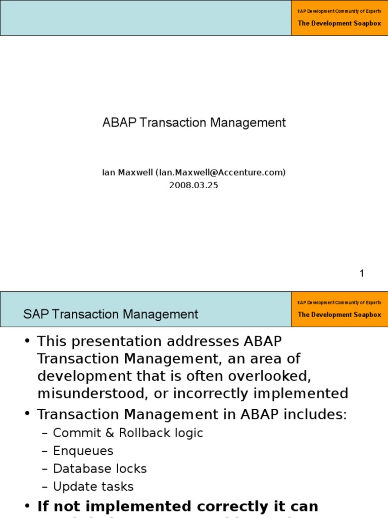 4 - Part 1 - ABAP Transaction Management | Download Free PDF | Database ... 4 - Part 1 - ABAP Transaction Management | Download Free PDF | Database ...