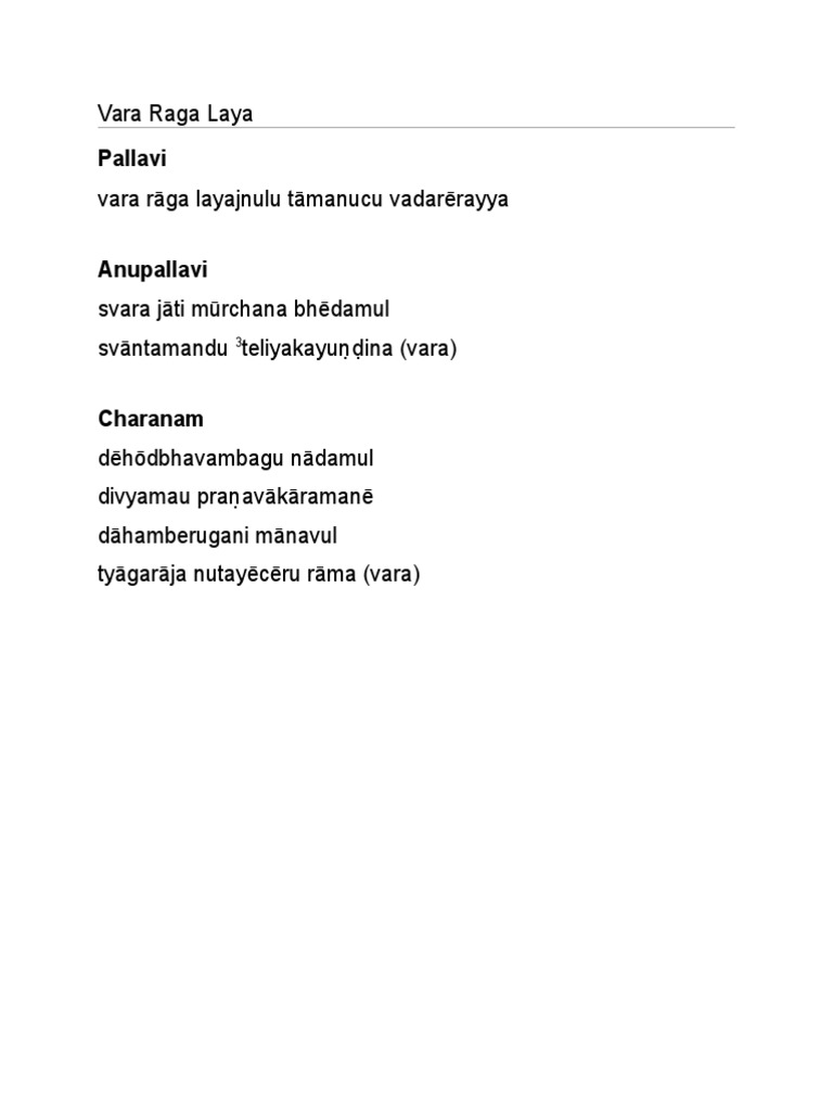 Vara Raga Laya Musical Form | PDF