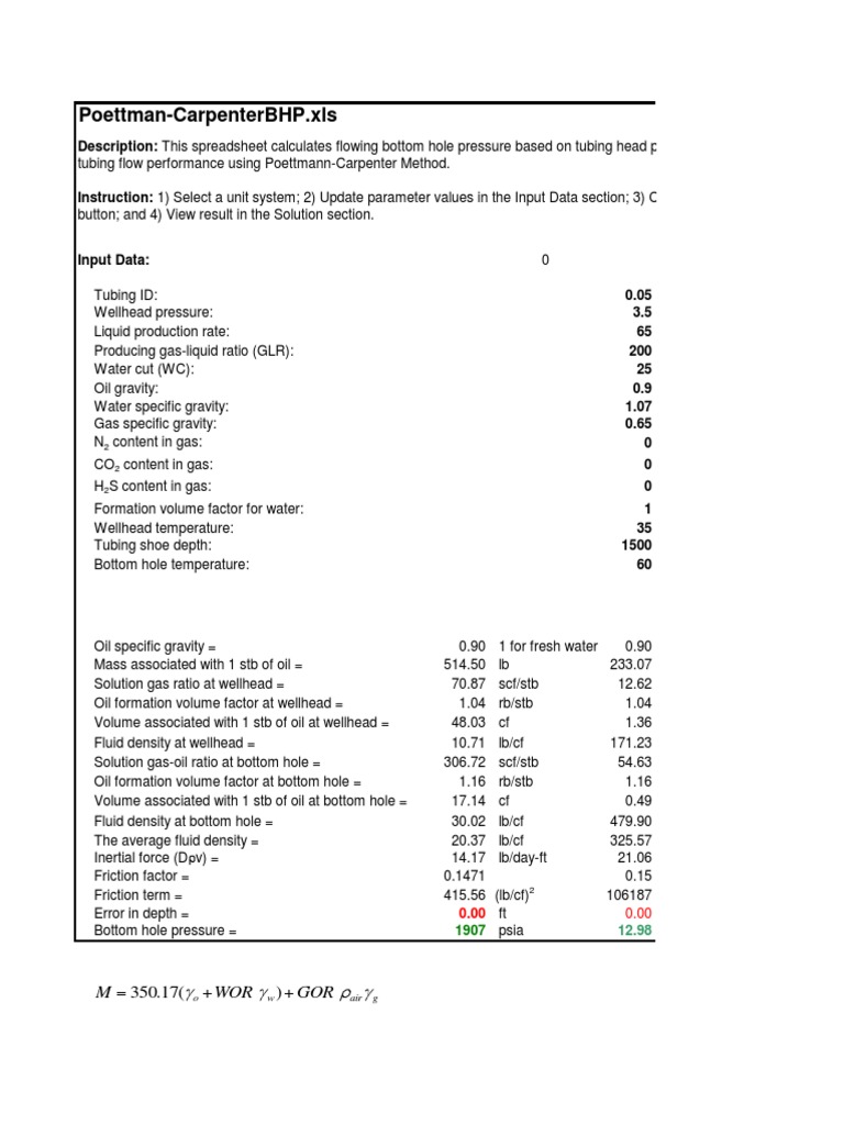 Poettmann Carpenter BHP | PDF | Volume | Pressure