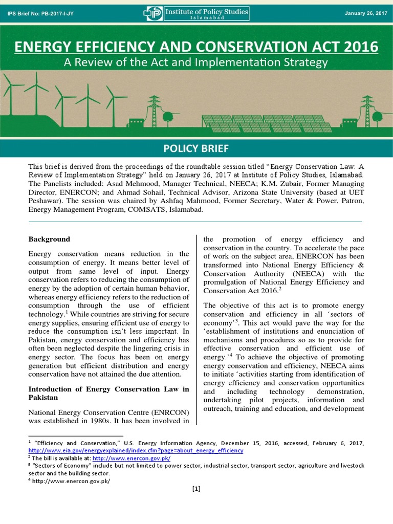 Energy Efficiency & Conservation Act 2016 | PDF | Energy Conservation ...