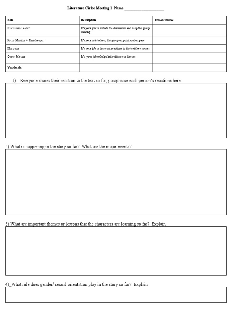 Literaturecirclegroupweek 1 | PDF | Career & Growth