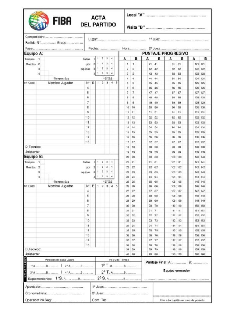 Hoja Basket Fiba | PDF
