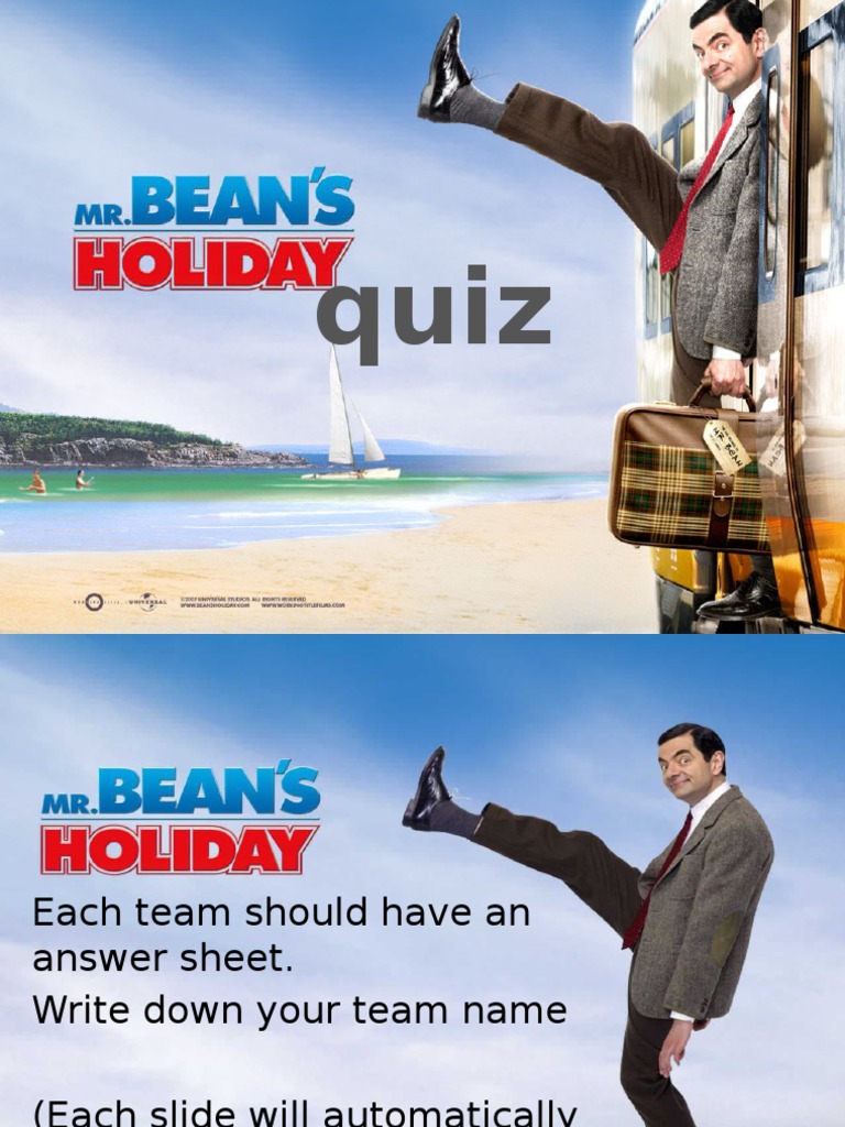 Mr Bean's Holiday Quiz Questions | PDF | Leisure