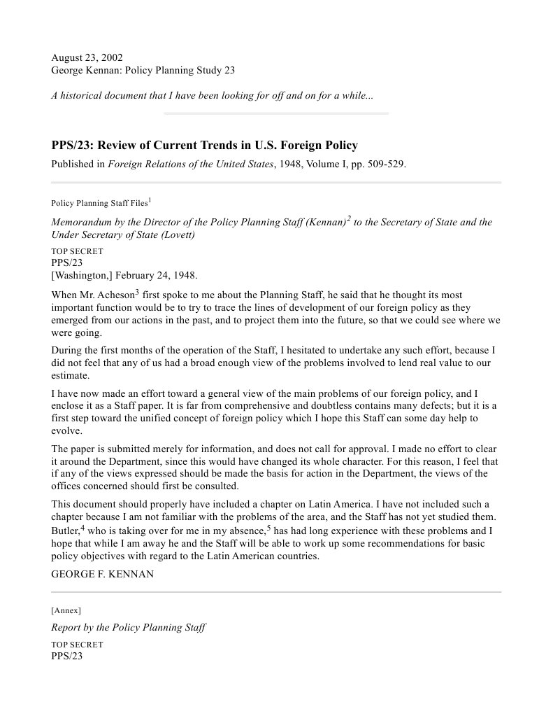 Policy Position Study 23: Review of Current Trends in U.S. Foreign ...