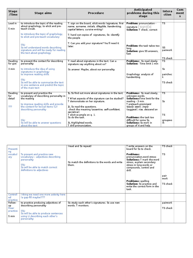 Lesson Plan | Download Free PDF | Graphology | Stress (Linguistics)
