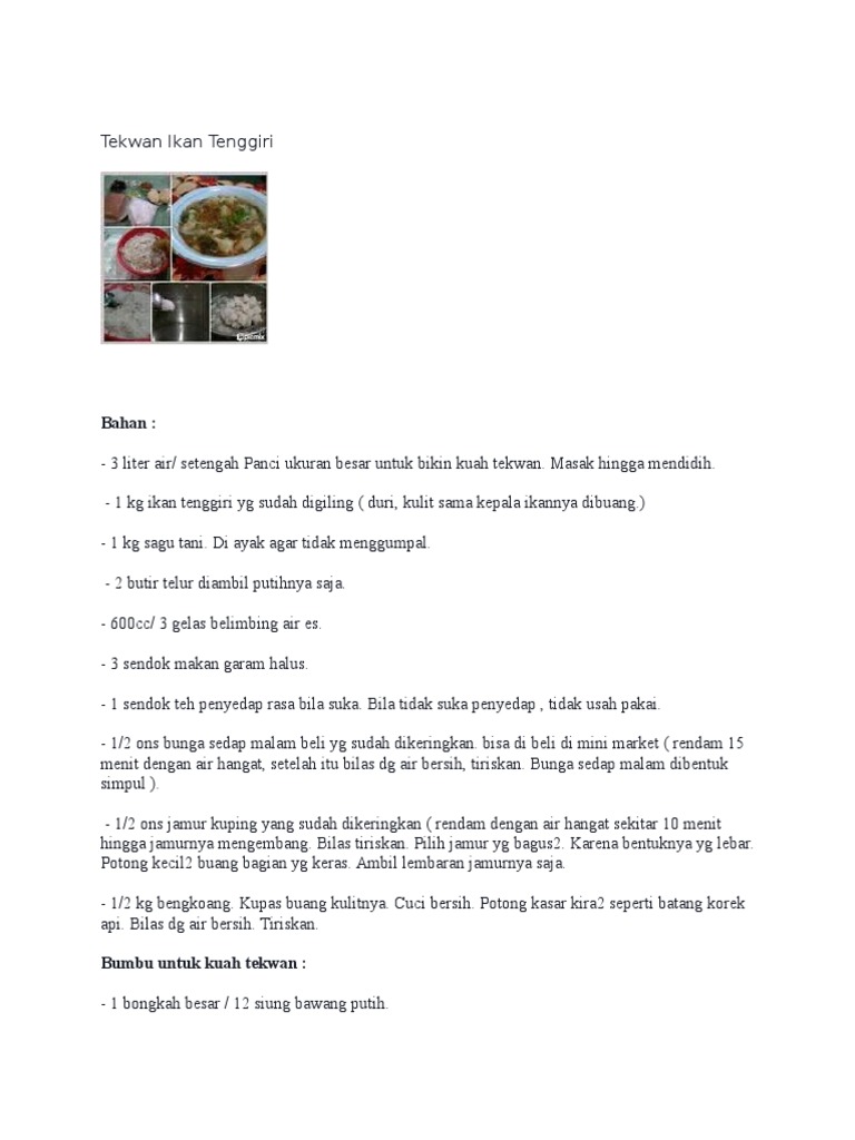 Tekwan Ikan Tenggiri | PDF