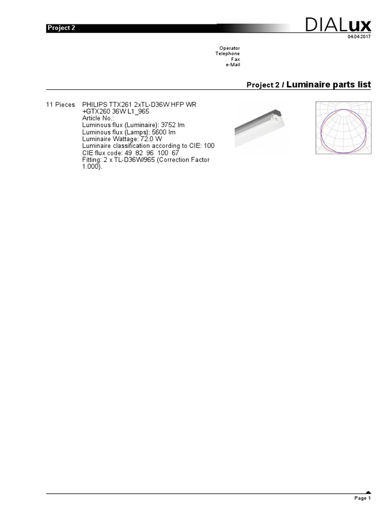 Luminaire Parts List: Project 2 | PDF