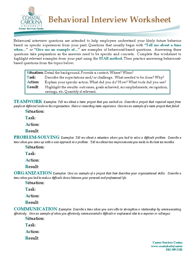Behavioral Interview Worksheet | Download Free PDF | Persuasion ...