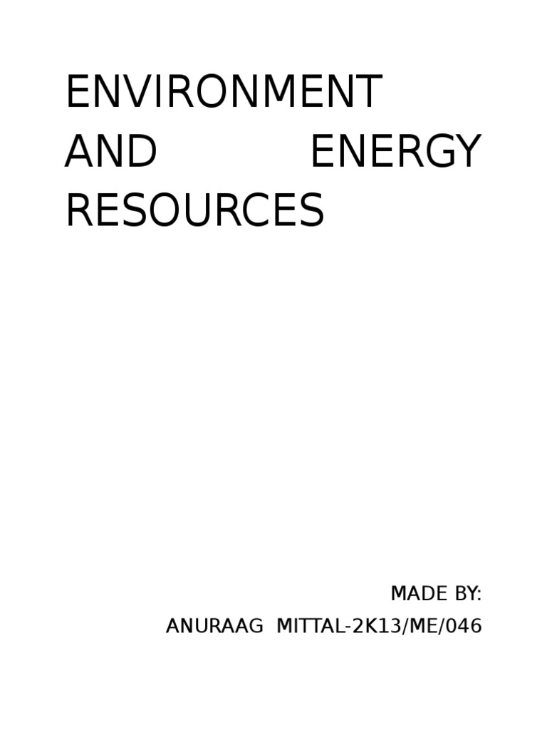Environment and Energy Resources | PDF