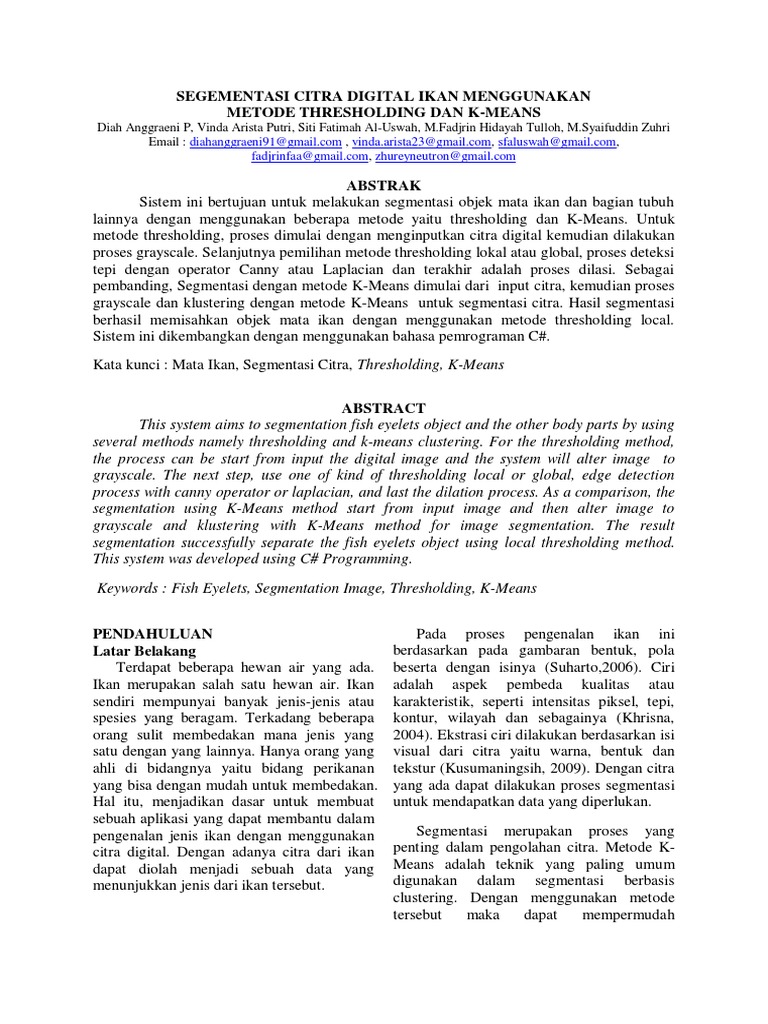 Segmentasi Citra Ikan: Thresholding & K-Means | PDF