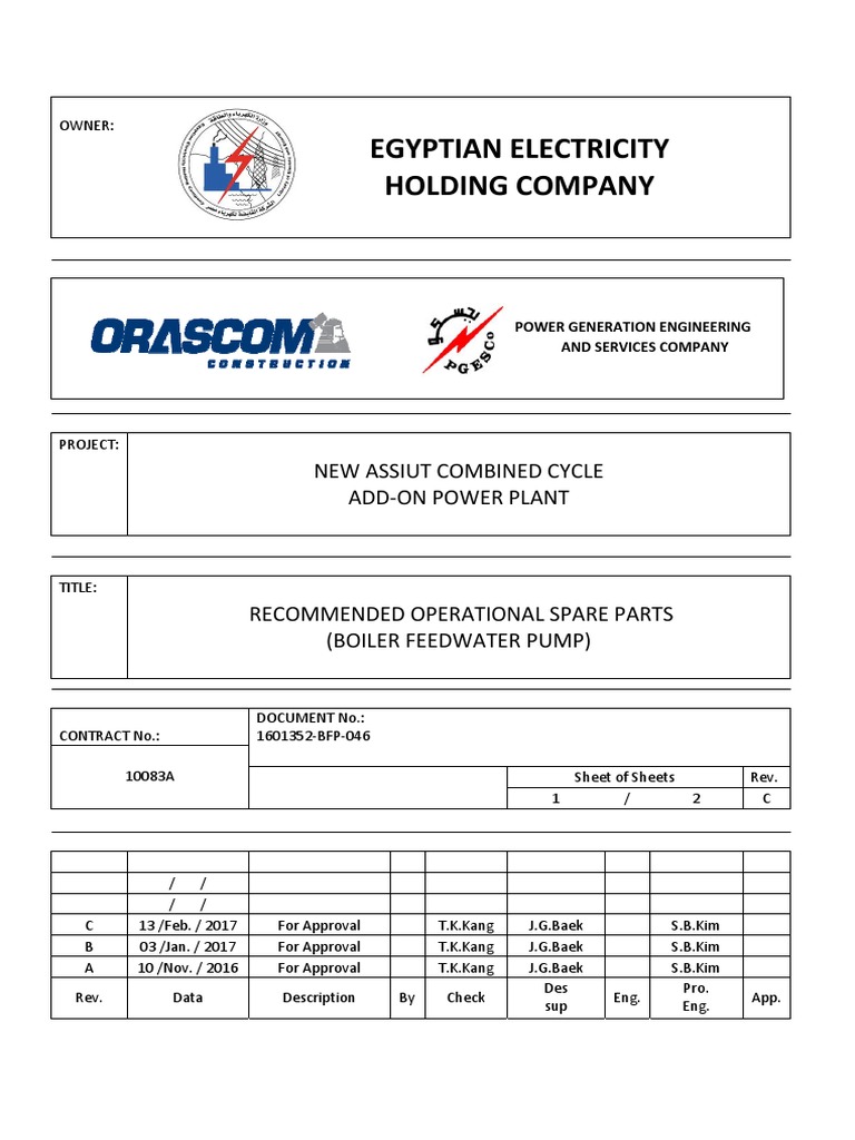 1601352-BFP-046 - Recommended Operational Spare Parts For BFP - Rev.C ...