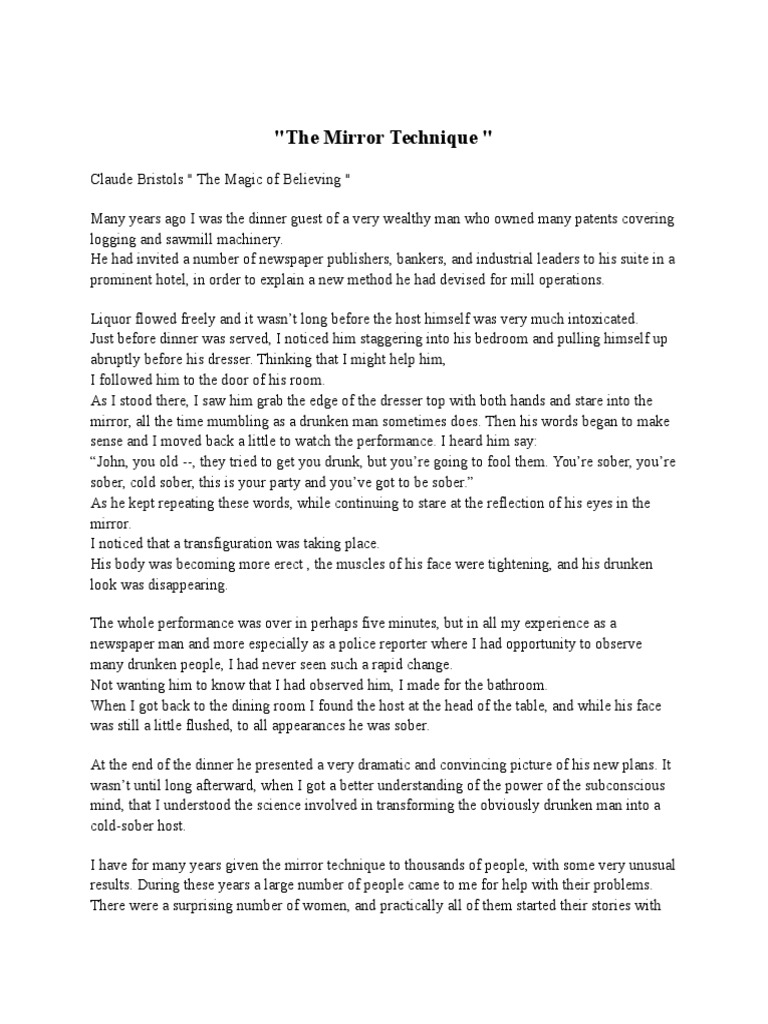 The Mirror Technique | PDF | Gesture | Thought