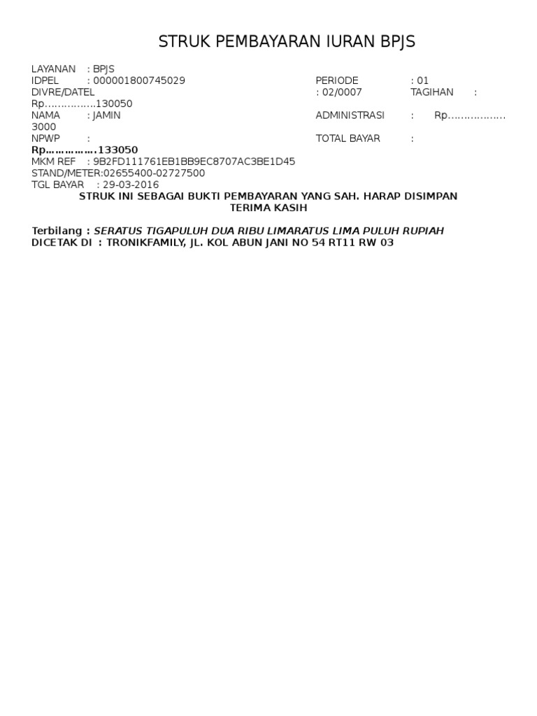 Struk Pembayaran Telkom | PDF