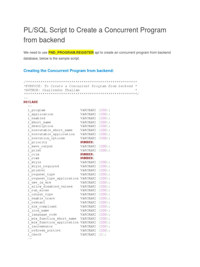Concurrent Program | PDF | Parameter (Computer Programming) | Pl/Sql