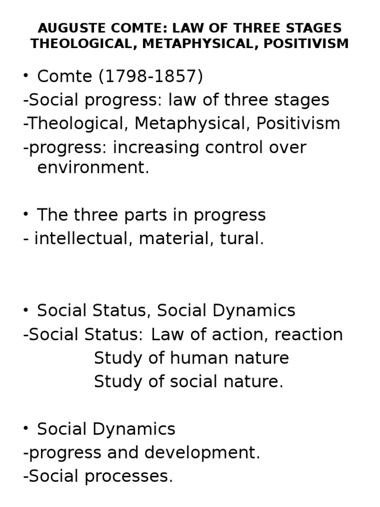 1auguste Comte, Law of 3 Stages | PDF