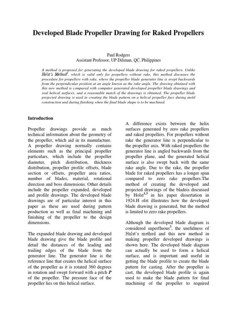 Developed Blade Area Drawings For Raked PDF | PDF | Helix | Propeller