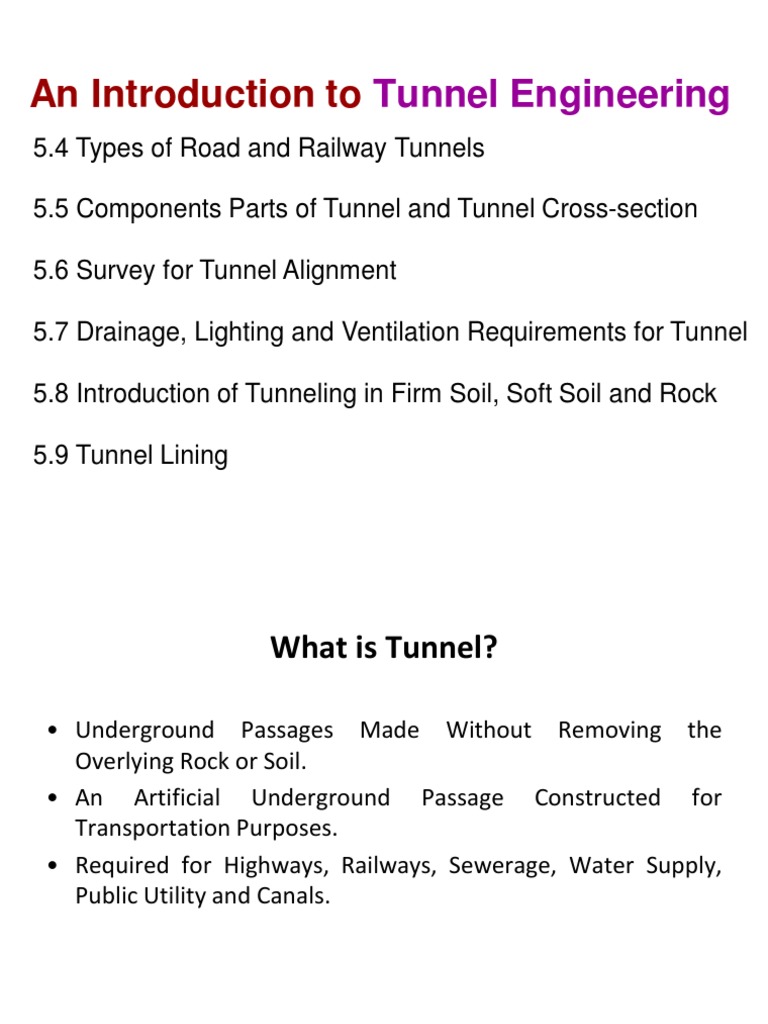 Tunnel Engineering Pdf