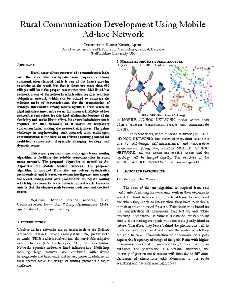 Rural Communication Development Using Mobile Ad-Hoc Network: Dharmendra Kumar Nayak, Agent | PDF ...