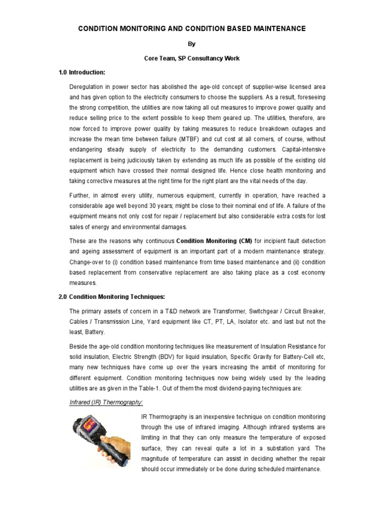 Condition Monitoring and Condition Based Maintenance | PDF | Insulator ...