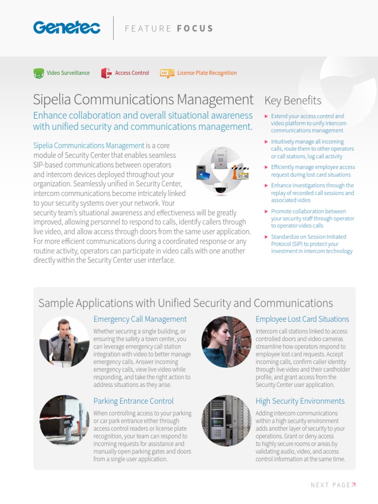 EN Genetec (Sipelia Communications Management) Feature Focus PDF | PDF ...