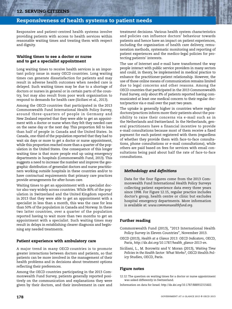 Responsiveness of Health Systems To Patient Needs: 12. Serving Citizens ...